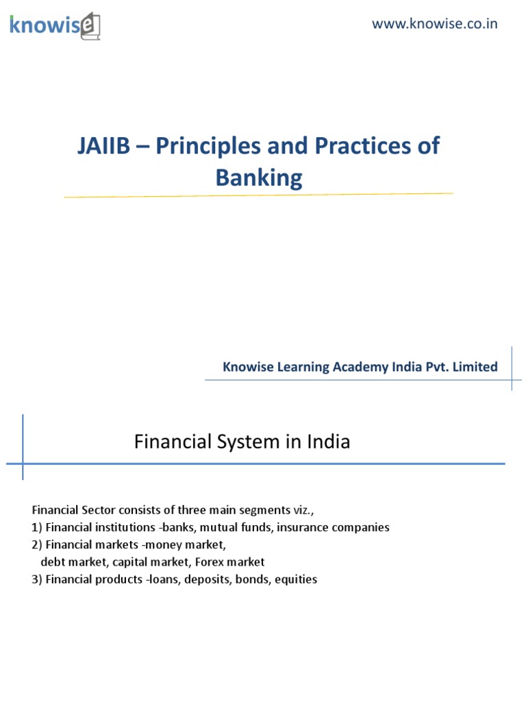 JAIIB - Principles and Practices of Banking | PDF | Reserve Bank Of India | Repurchase Agreement