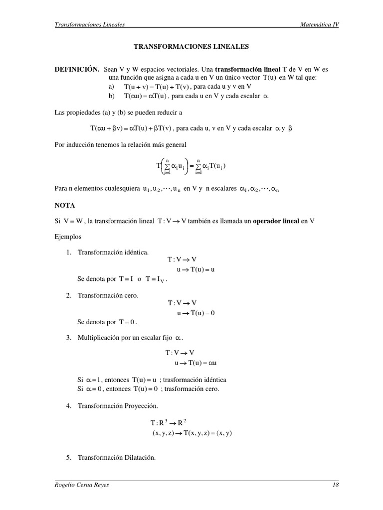 Transformaciones Lineales | PDF | Valores propios y vectores propios | Mapa lineal