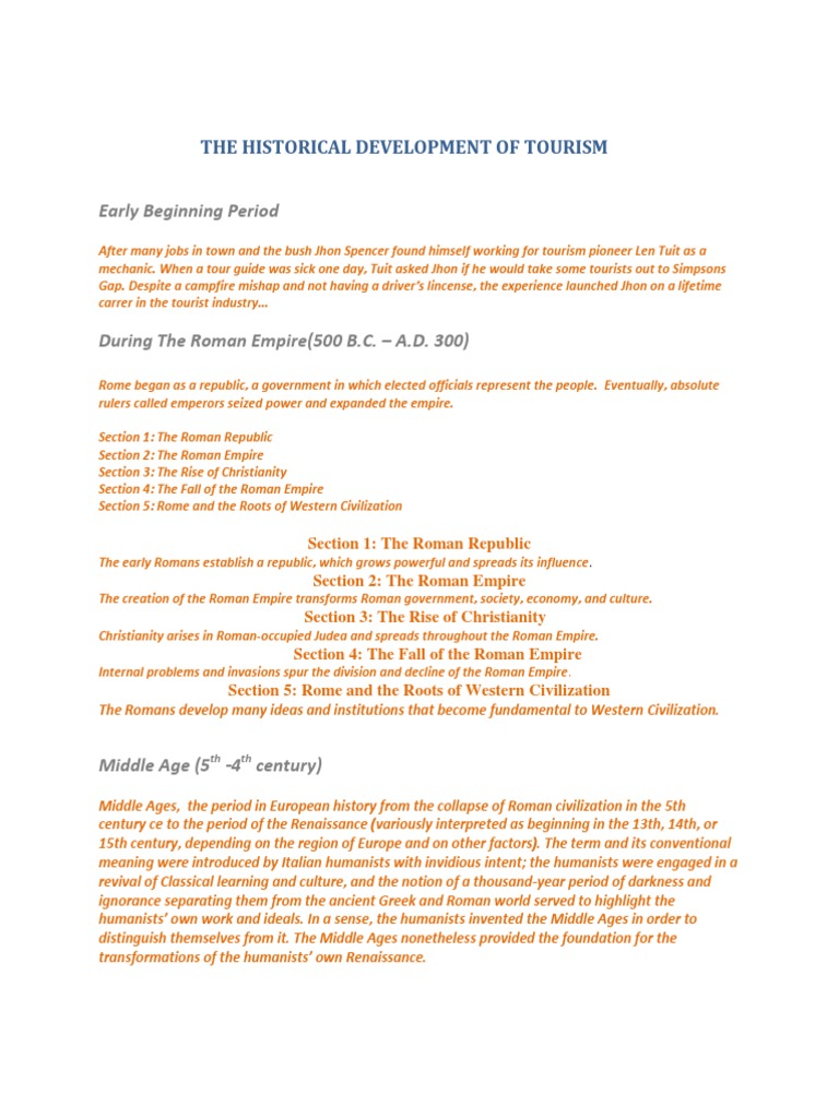 The Evolution of Tourism: From Ancient Rome to the Modern Era | PDF ...