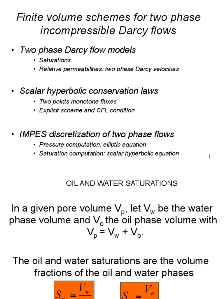 An Overview of Numerical Methods for Modeling Two-Phase Incompressible Darcy Flows | PDF ...