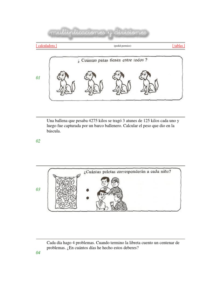 Guia Problemas Mult y Div 5º | PDF