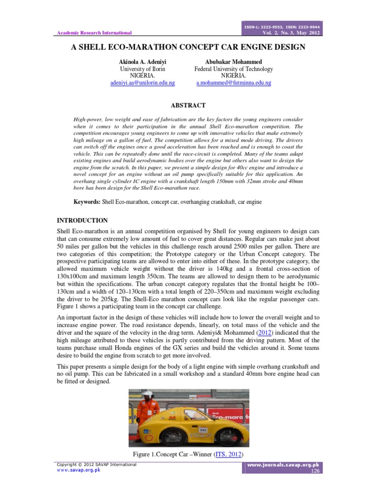 Shell Eco Marathon Concept Design | PDF | Internal Combustion Engine ...