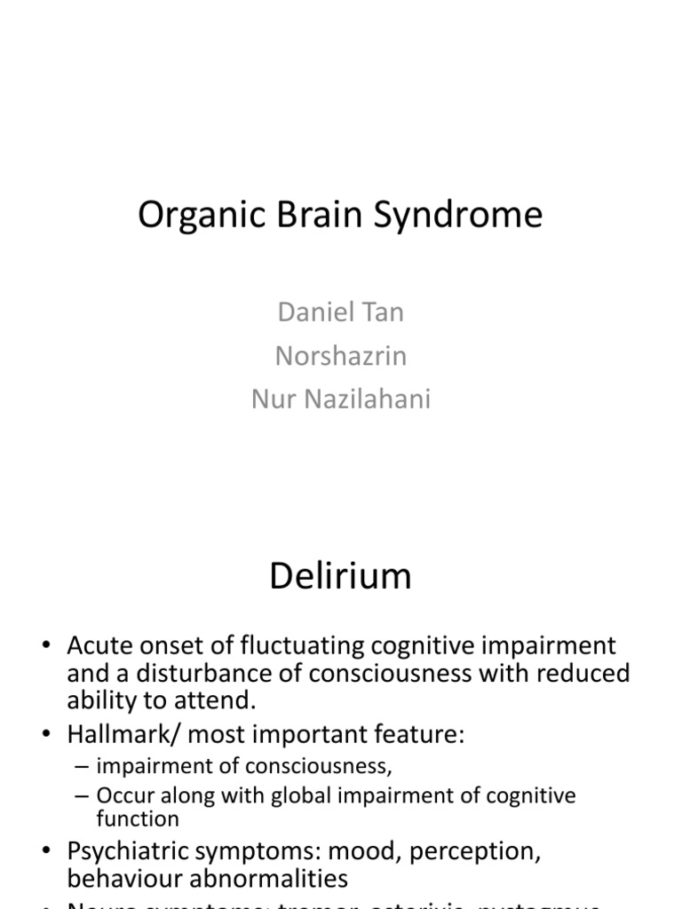 Organic Brain Syndrome | Dementia | Amnesia