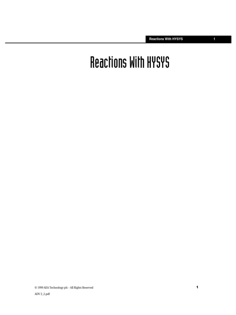Reactions With HYSYS | PDF | Chemical Reactor | Chemical Reactions