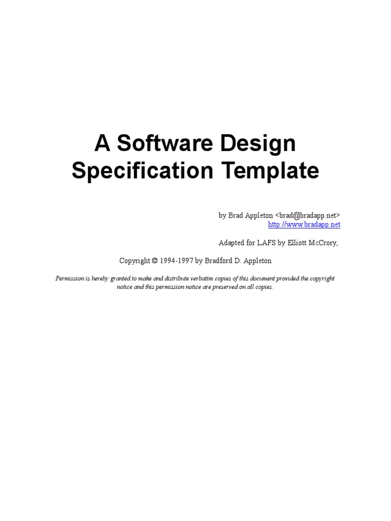 A Software Design Specification Template | PDF