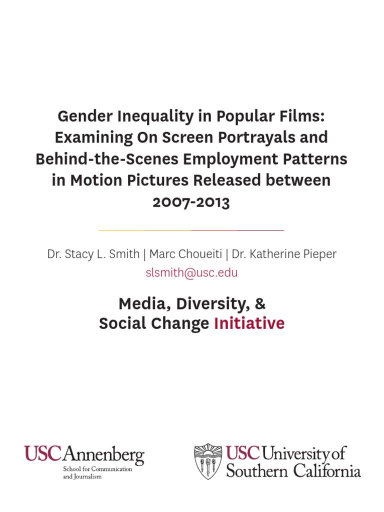 Gender Inequality in Film 2007-2013 Final For Publication | PDF ...