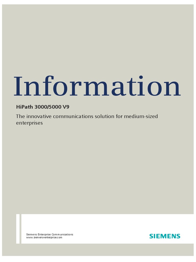 Siemens PABX-HiPath 3000 V9 Datasheet | PDF