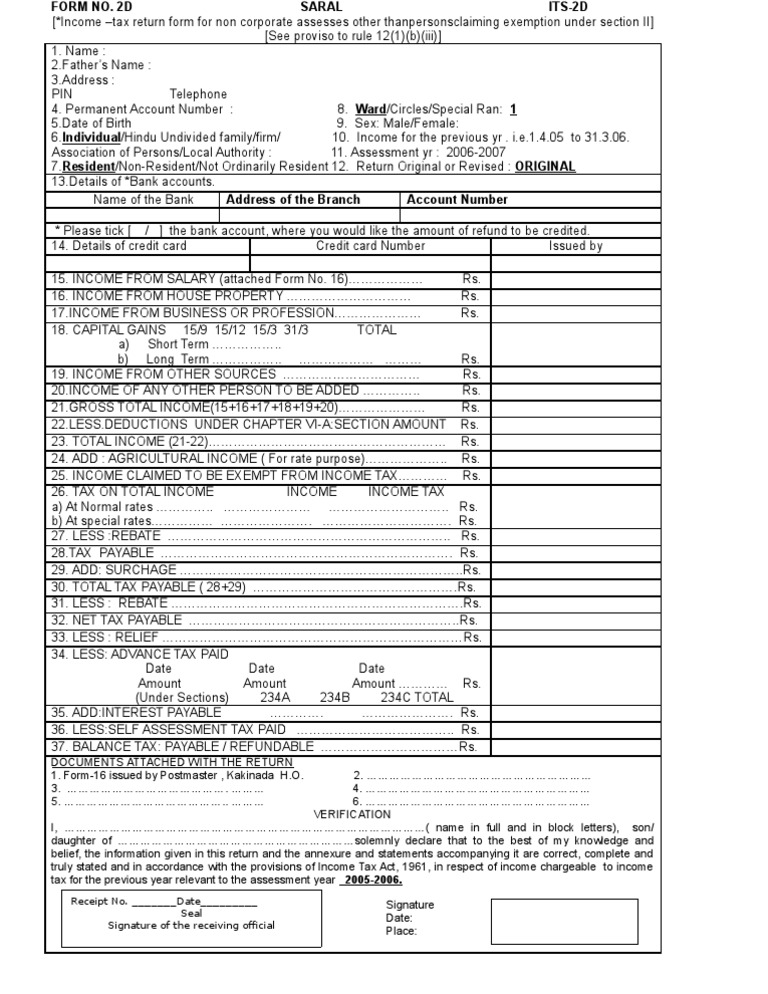 SARAL | PDF | Income Tax In India | Tax Refund