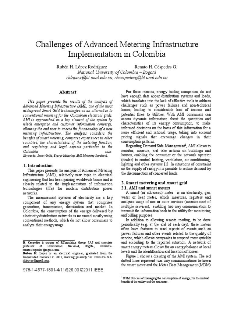 Challenges of Advanced Metering Infrastructure | PDF | Smart Grid ...