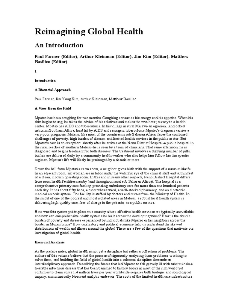An Analysis of Global Health Inequities and the Biosocial Approach to ...
