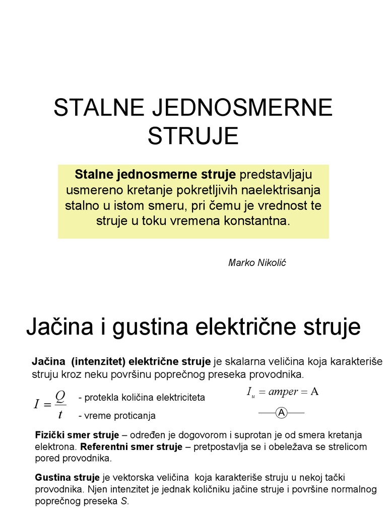 Stalne Jednosmerne Struje | PDF