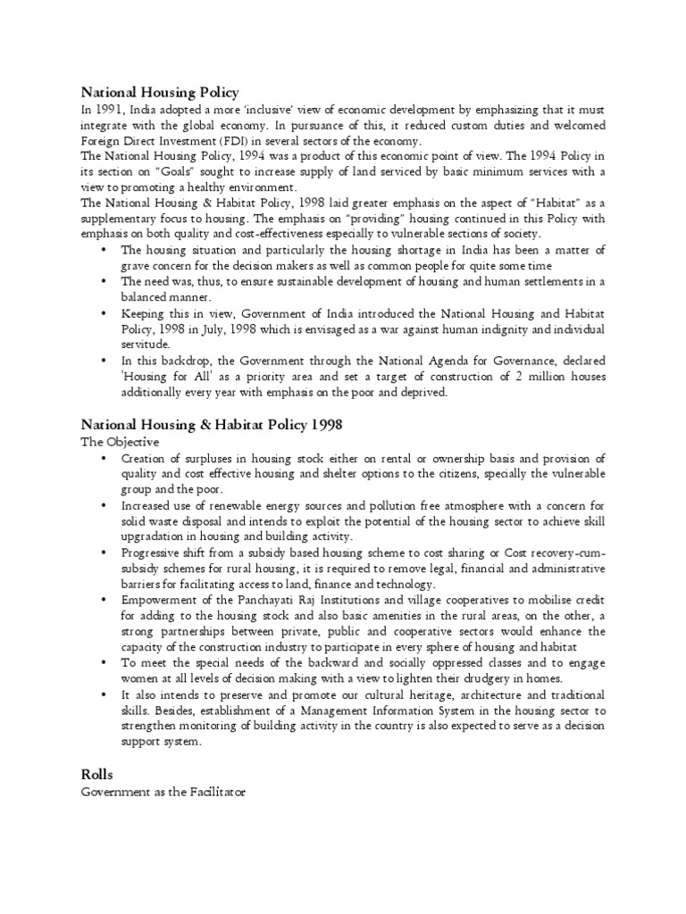 National Housing Policy | PDF | Sustainability | Resource