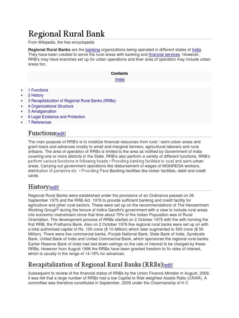 Regional Rural Bank | PDF | Economy Of India | Banks