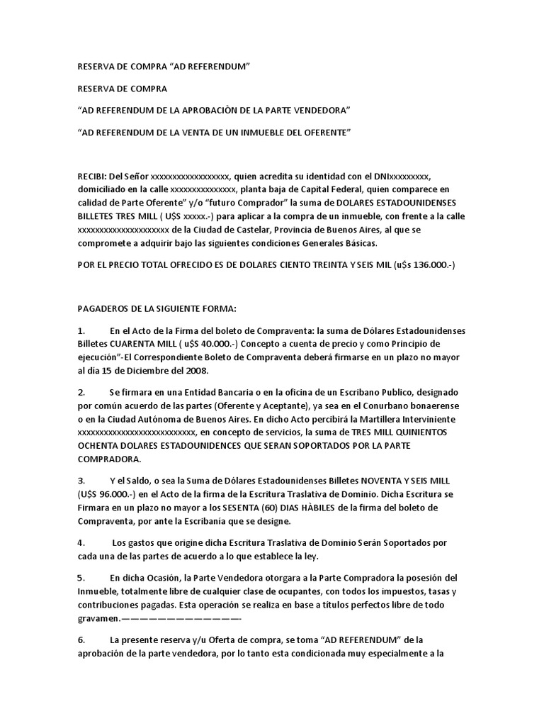 Modelo de Reserva Inmobiliaria | PDF | Gobierno | Business