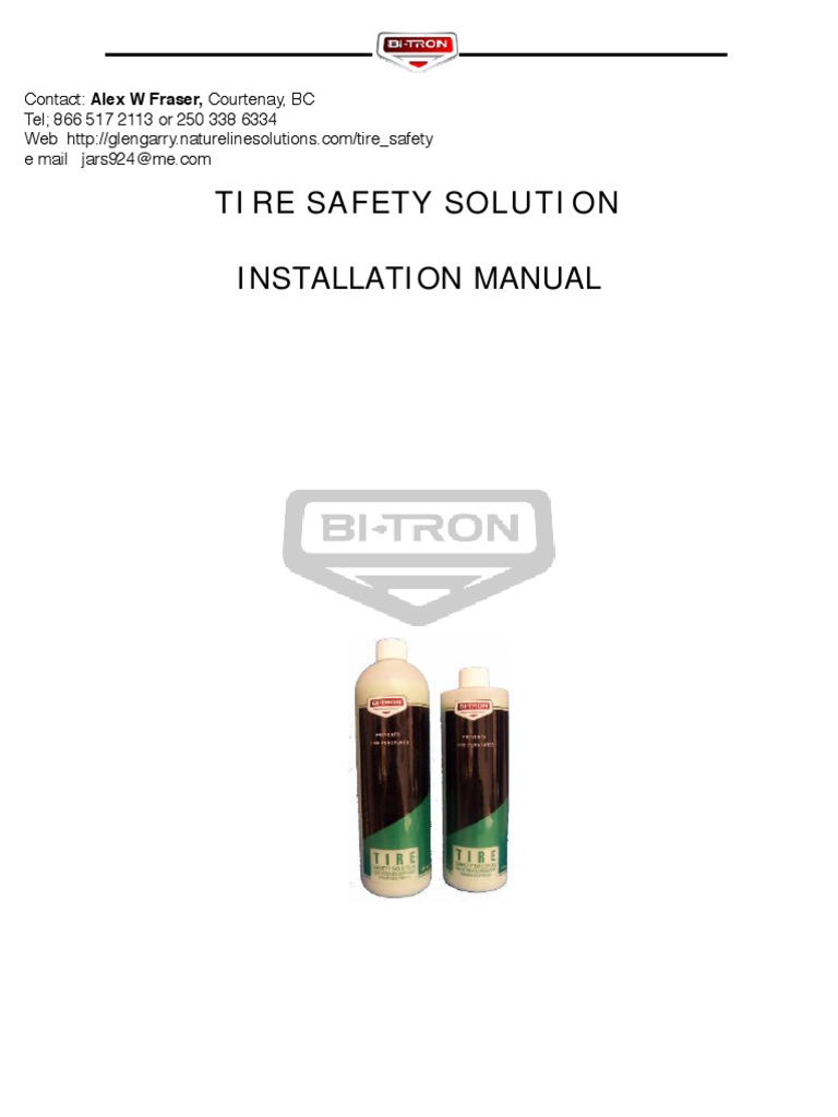 Bitron - TSS Installation Manual | PDF | Tire | Pump