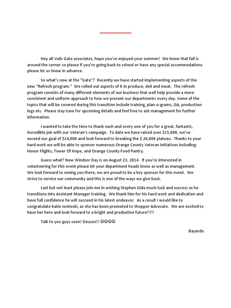 Vails Gate Associates Fall Update | PDF | Career & Growth | Business
