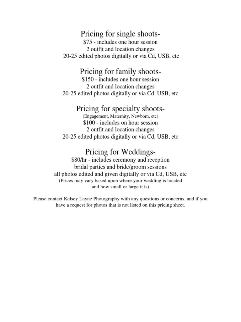 Pricing Sheet PDF