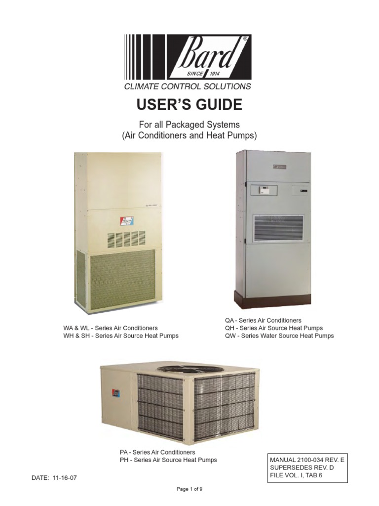 Bard HVAC User's Guide Overview | PDF | Heat Pump | Air Conditioning