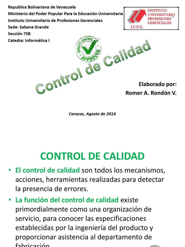 Estándares y Mejora en Control de Calidad | PDF | Calidad (comercial ...