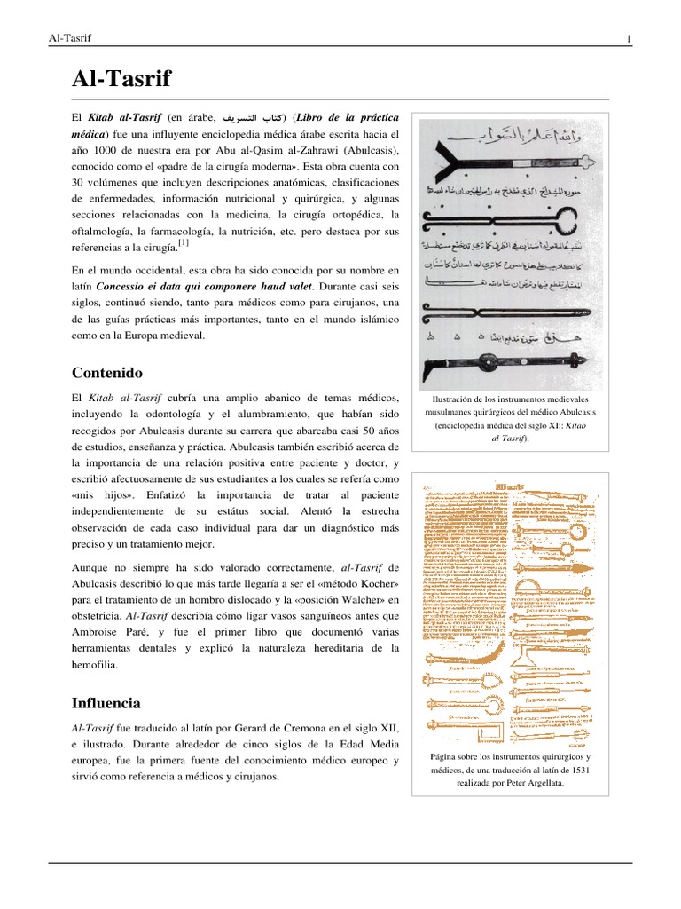 Al-Tasrif de Abulcasis | PDF | Bienestar | Medicina