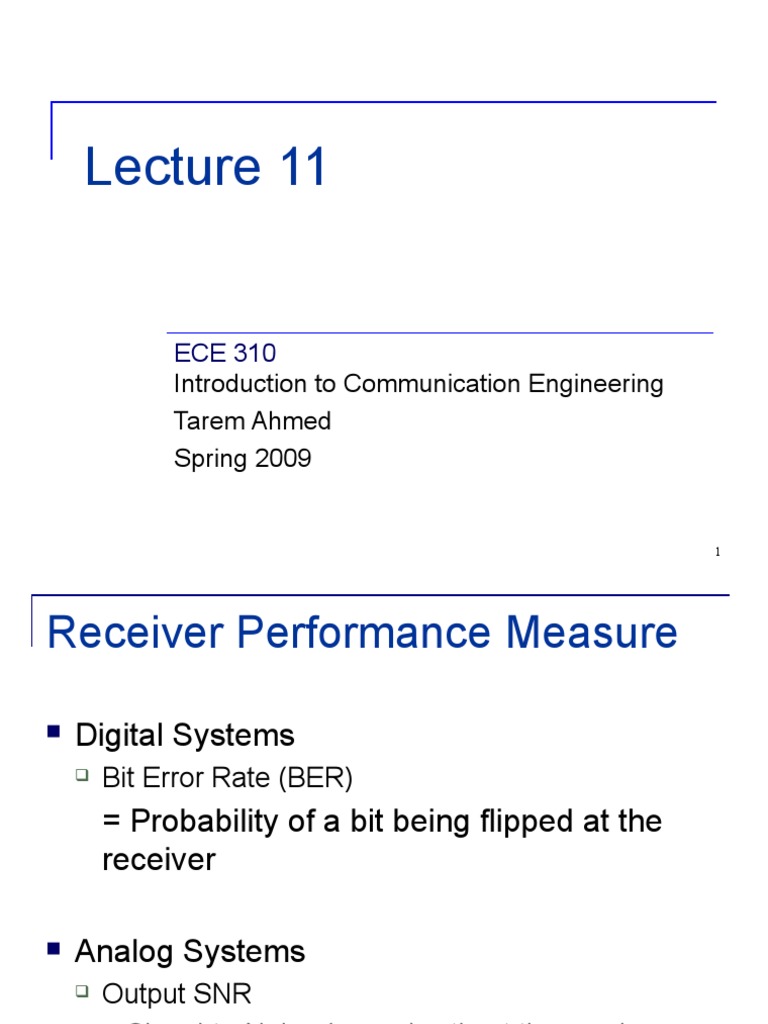 Lecture 11 | PDF | Signal To Noise Ratio | Media Technology