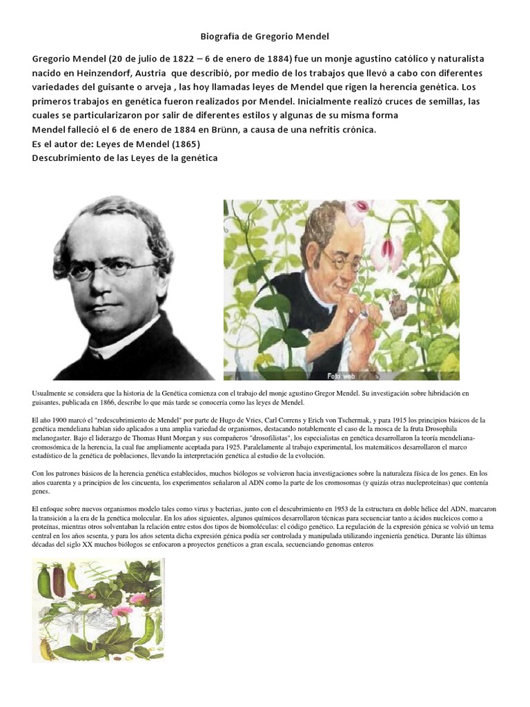 Biografía de Gregorio Mendel