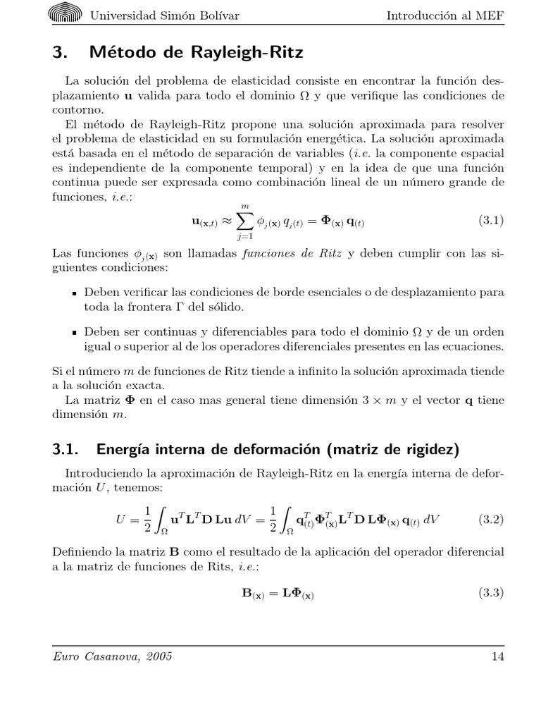 Metodo de Rayleigh Ritz | PDF | Elasticidad (Física) | Física teórica