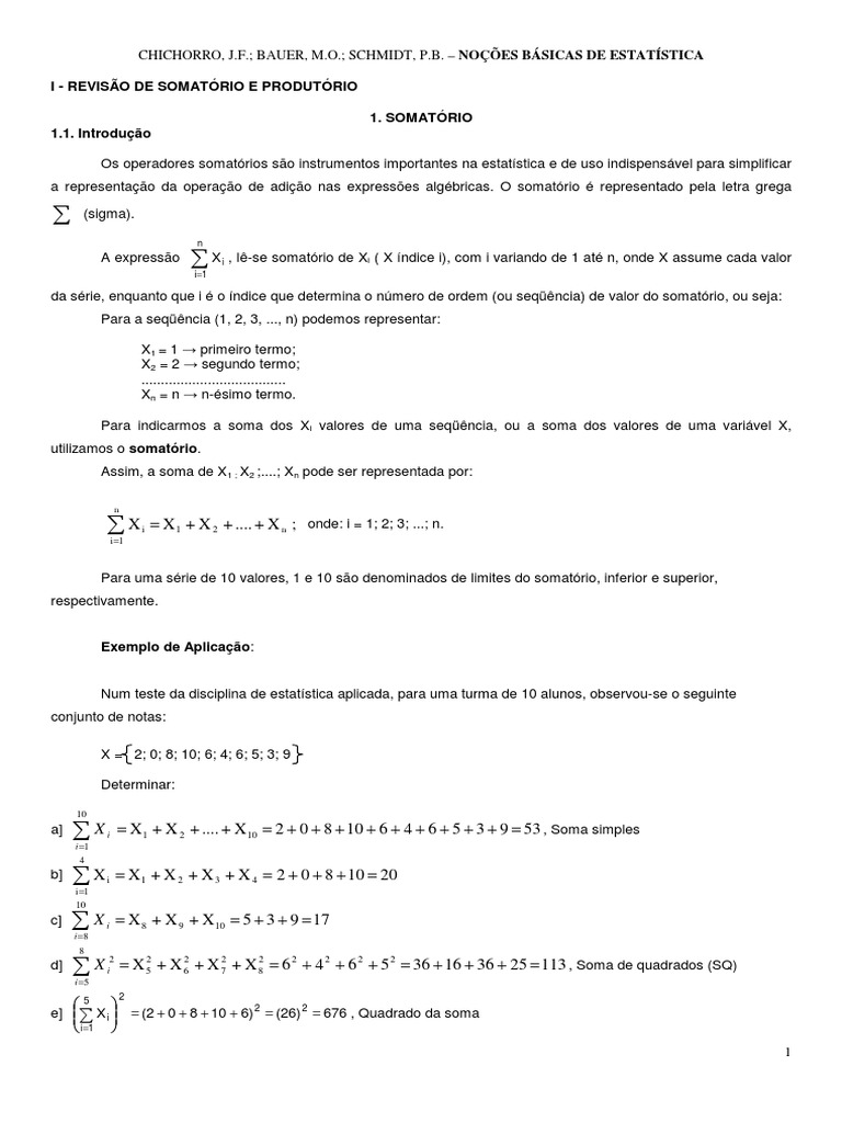 Aula 1 Somatorio e Produtorio | PDF | Somatório | Multiplicação