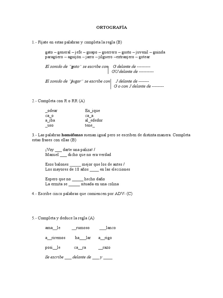 Ortografía, Secundaria 1er Grado | PDF
