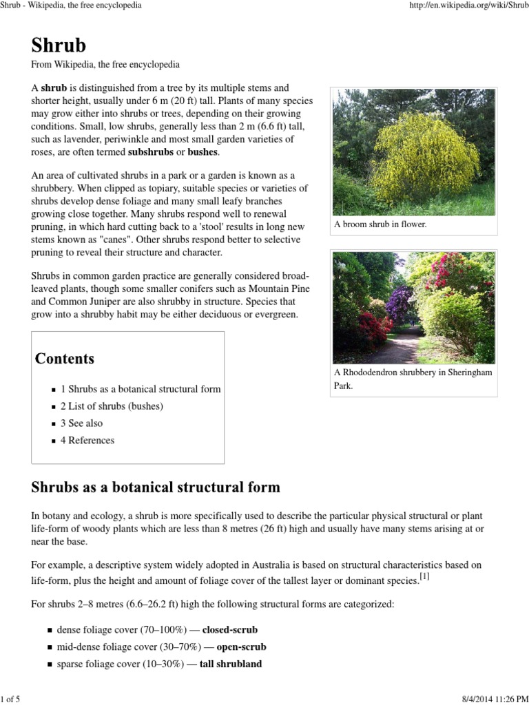Shrub - Wikipedia, The Free Encyclopedia | PDF | Shrub | Plants