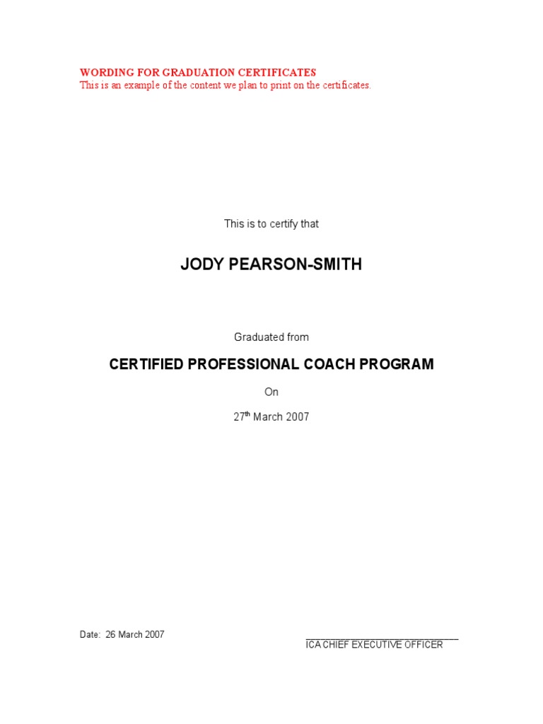 Graduation Certificate Wording | PDF | Business