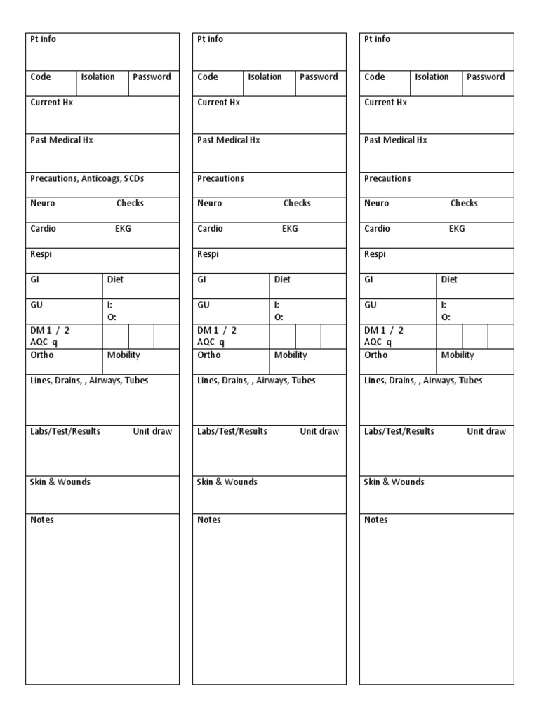 ICU Sheet 01 Form | PDF