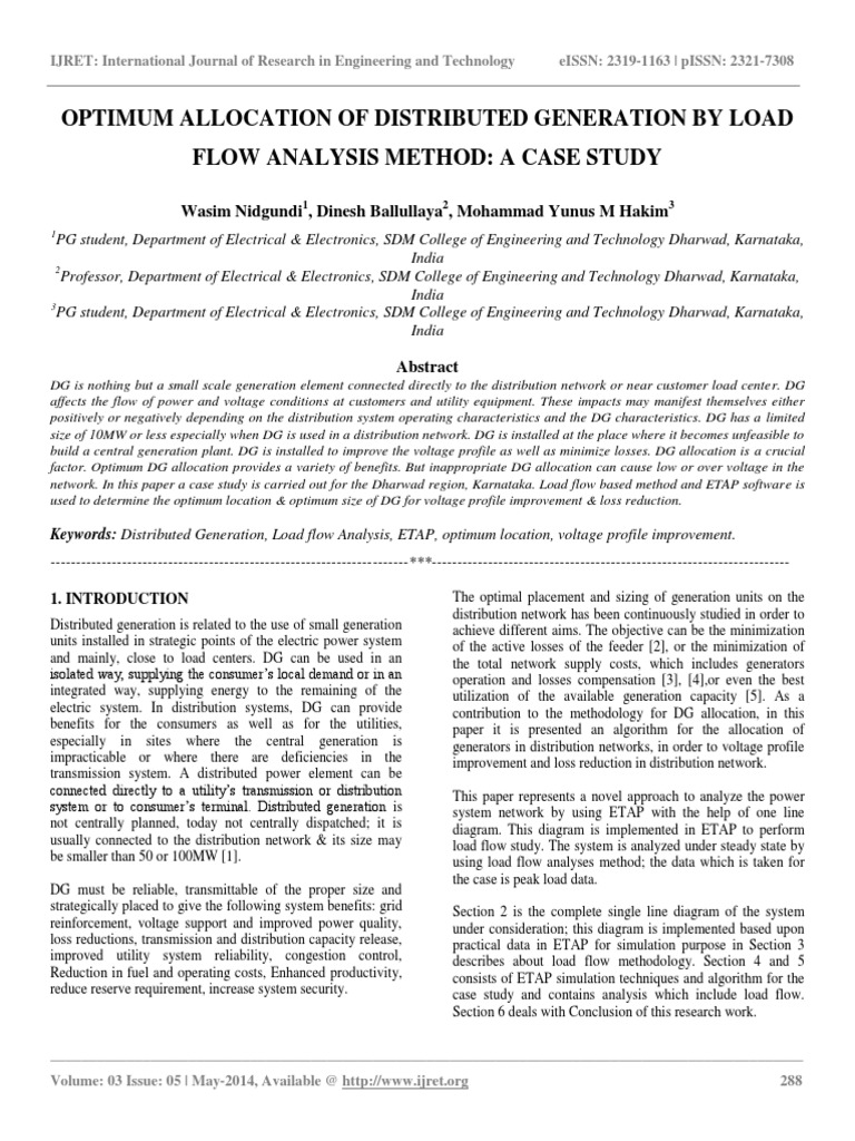 Optimum Allocation of Distributed Generation by Load Flow Analysis Method A Case Study | PDF ...