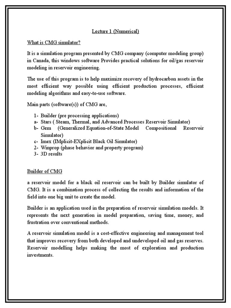 CMG Numerical Methods | PDF | Simulation | Petroleum Reservoir