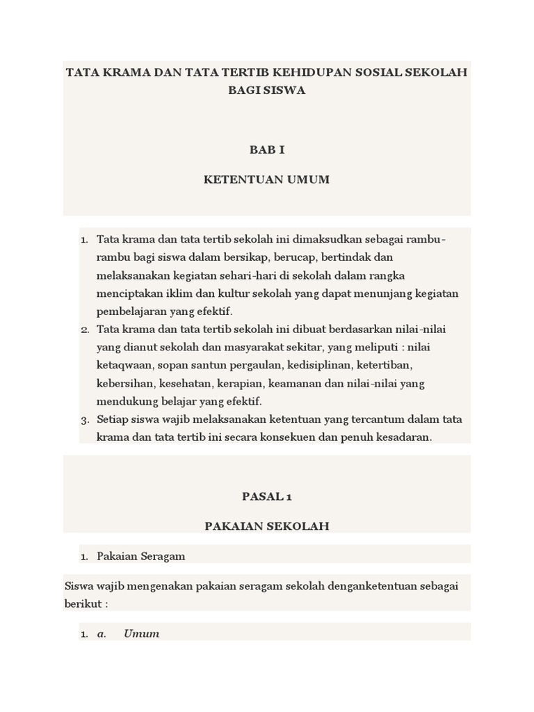 Tata Krama Dan Tata Tertib Kehidupan Sosial Sekolah Bagi Siswa | PDF | Kesehatan Holistik