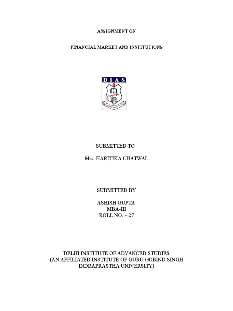 Ashish Fmi - Assignment | PDF | Money Market | Financial Markets