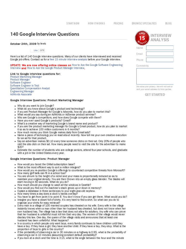 140 Google Interview Questions | PDF | String (Computer Science) | Ad Words