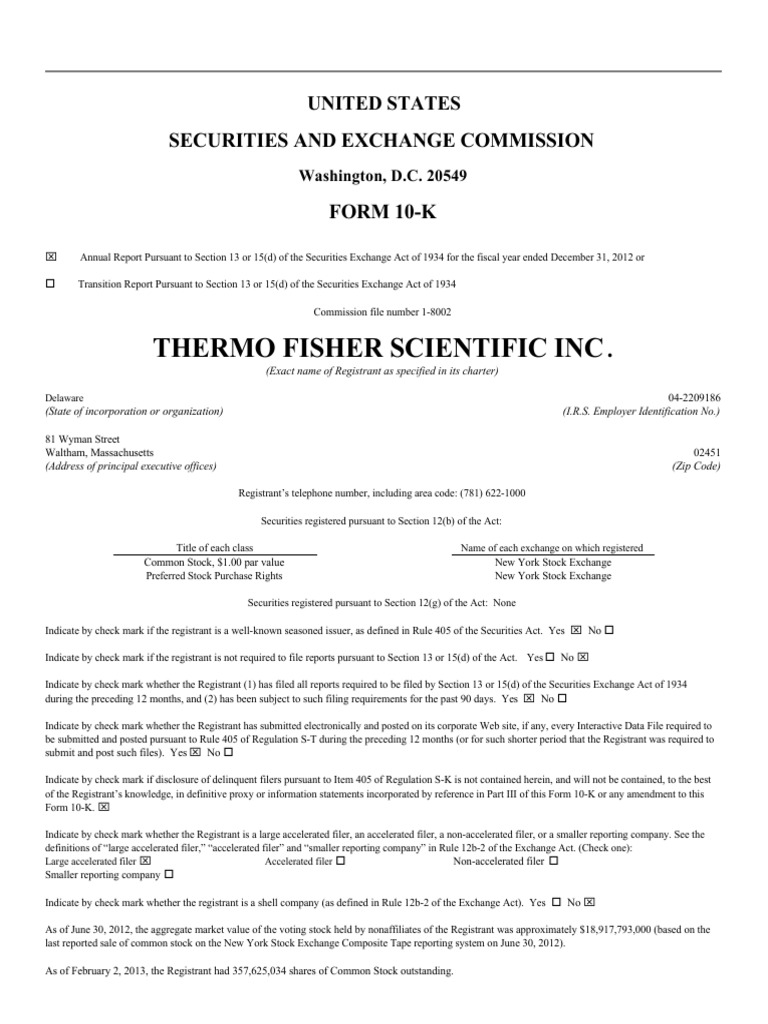 ThermoFisherScientific 10K 20130227 | PDF | Mass Spectrometry ...