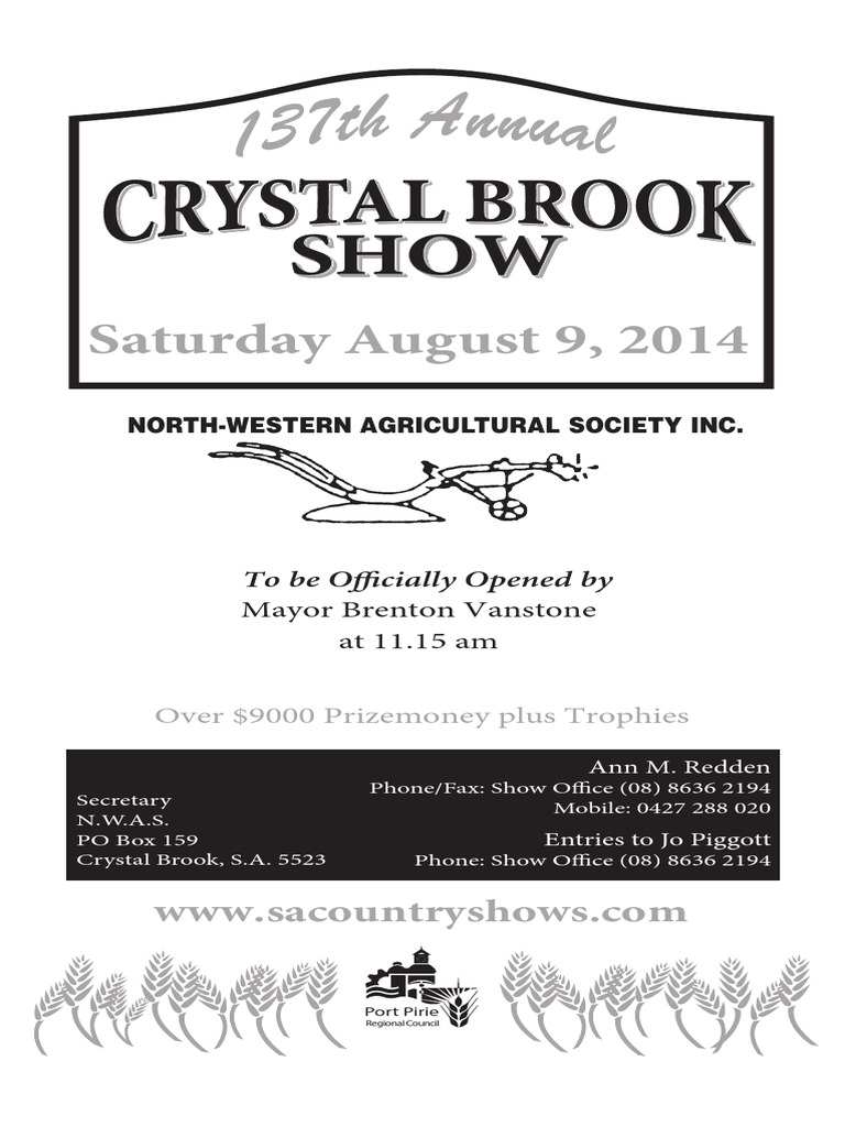 Crystal Brook Show Book 2014 | PDF | Cereals | Hay
