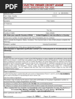 Cricket Player Registration Form | PDF | Government