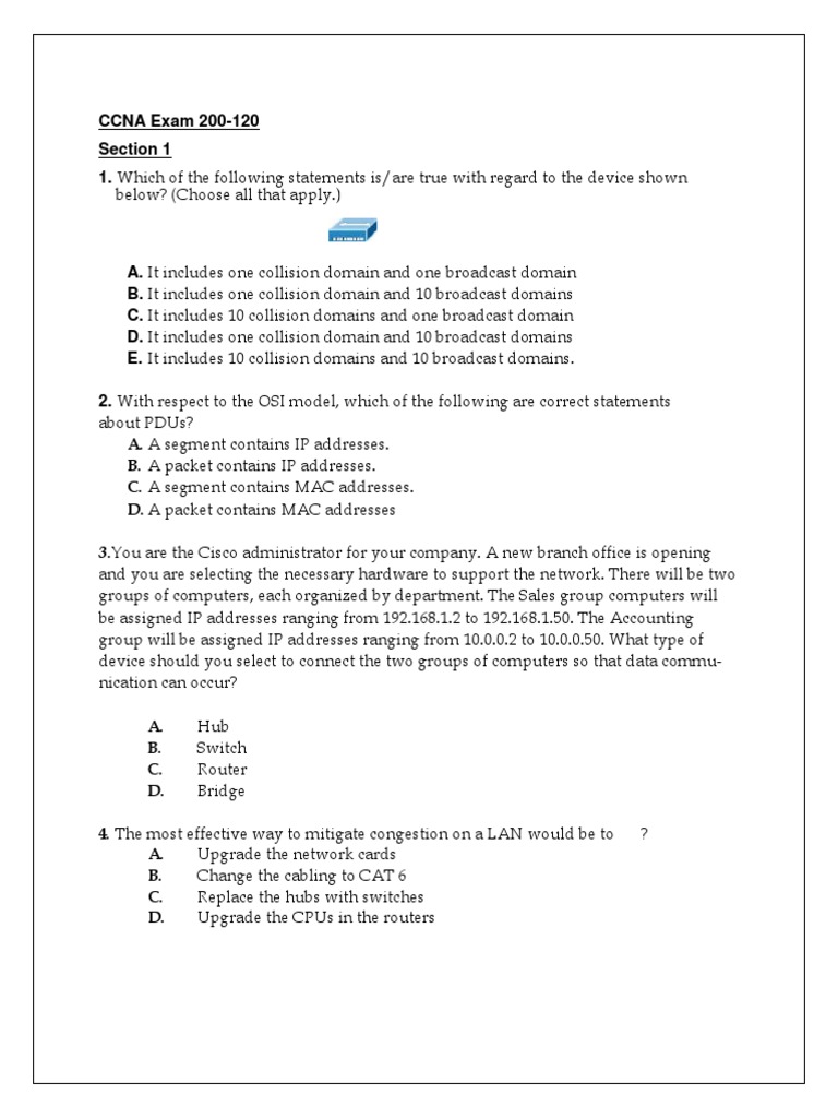 CCNA Model Exam Question | Internet Protocol Suite | Ip Address