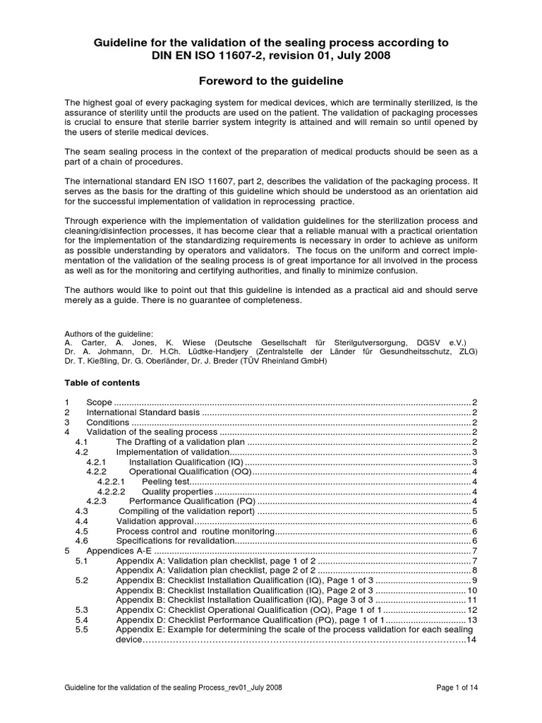 Sealing Process Validation Guideline en | PDF | Verification And ...