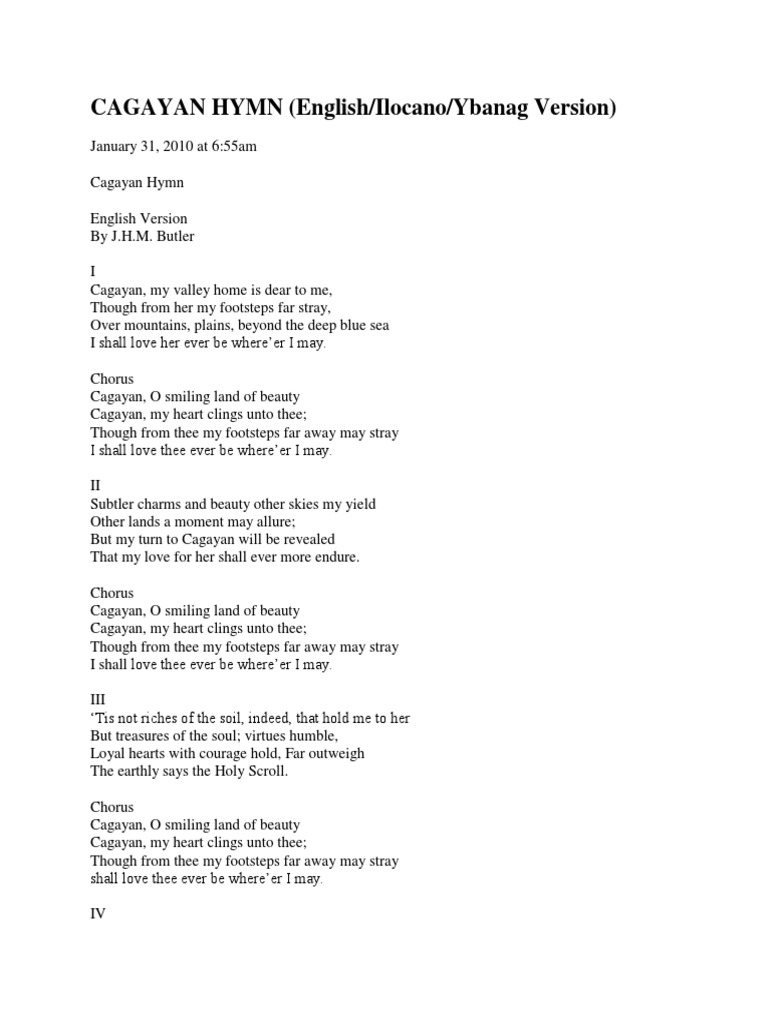 Cagayan Hymn | PDF | Culture (General) | Languages