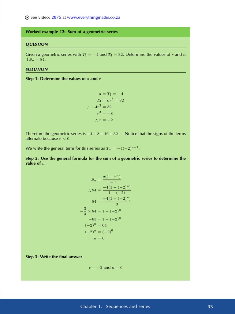 Geometric Series: Finding r and n | PDF