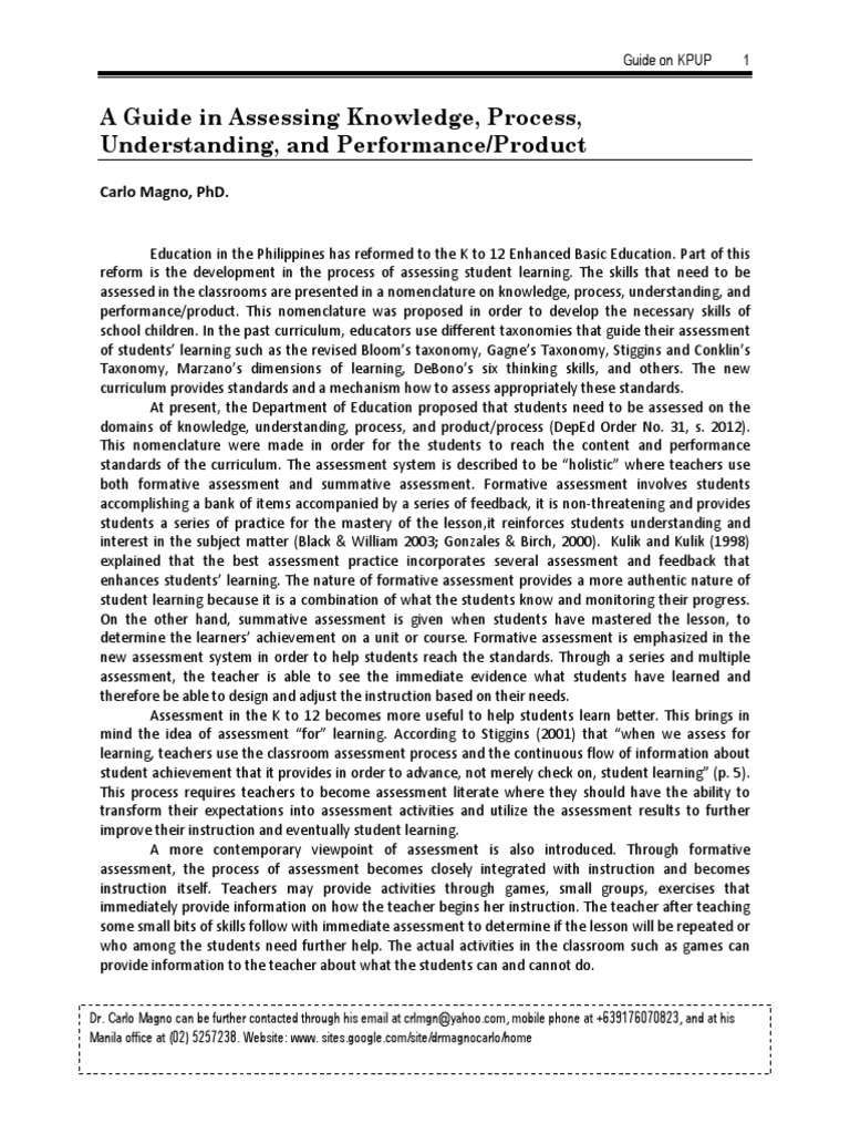 Assessing KPUP Article | PDF | Educational Assessment | Metacognition