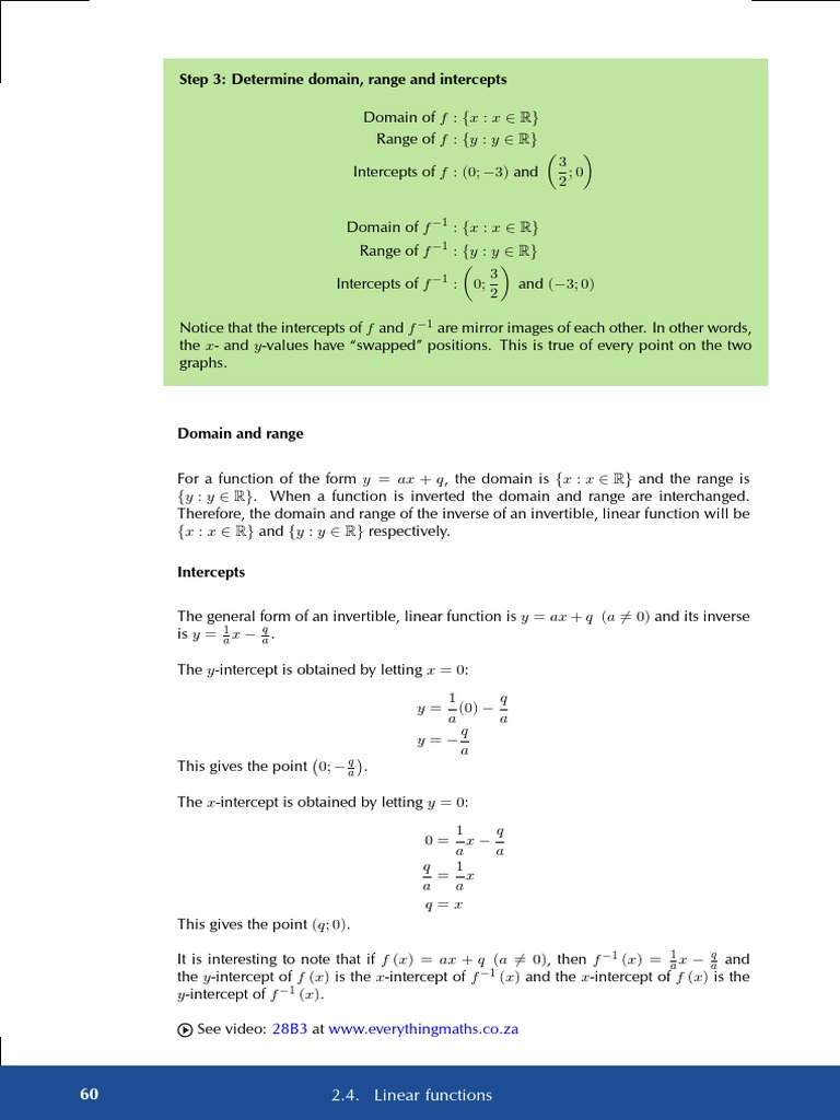 Domain, Range, and Intercepts of Functions | PDF
