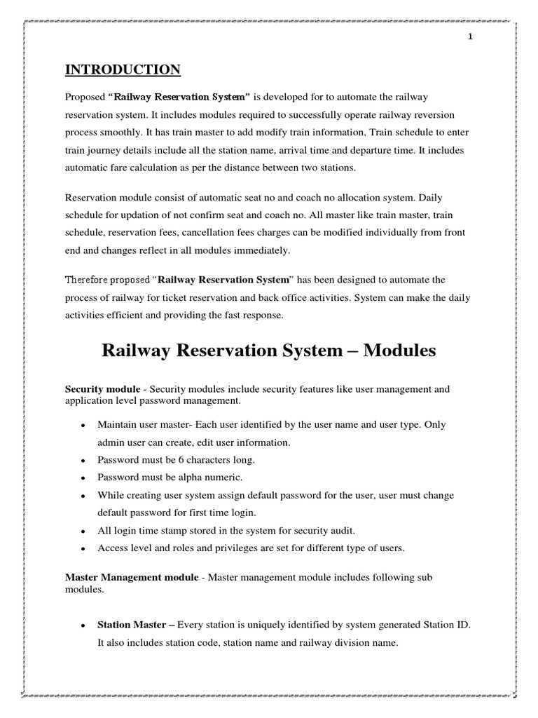Railway Reservation System Overview | PDF | Microsoft Access ...