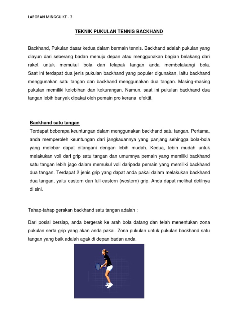 Teknik Pukulan Backhand - Tenis | PDF