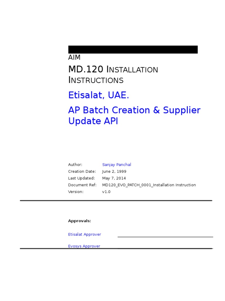 MD120 EVO PATCH 0001 Installation Instruction | PDF | Installation ...