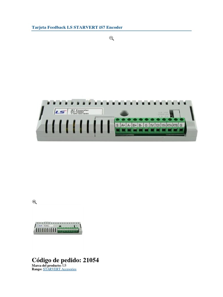 Tarjeta Feedback LS STARVERT IS7 Encoder | PDF